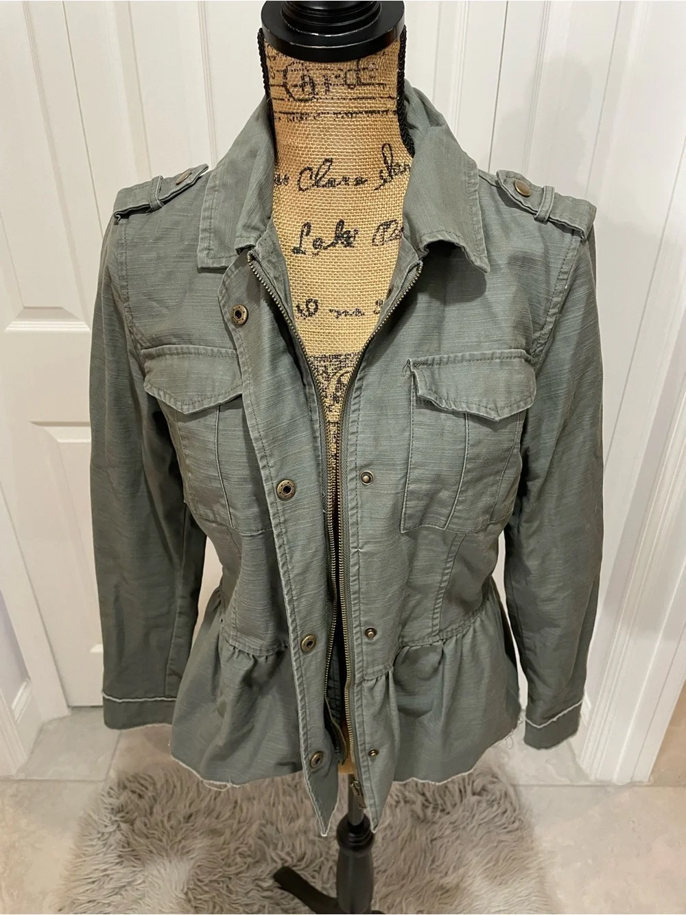 Anna Cai | Jackets & Coats | Peplum Utility Jacket In Sage Green | Poshmark